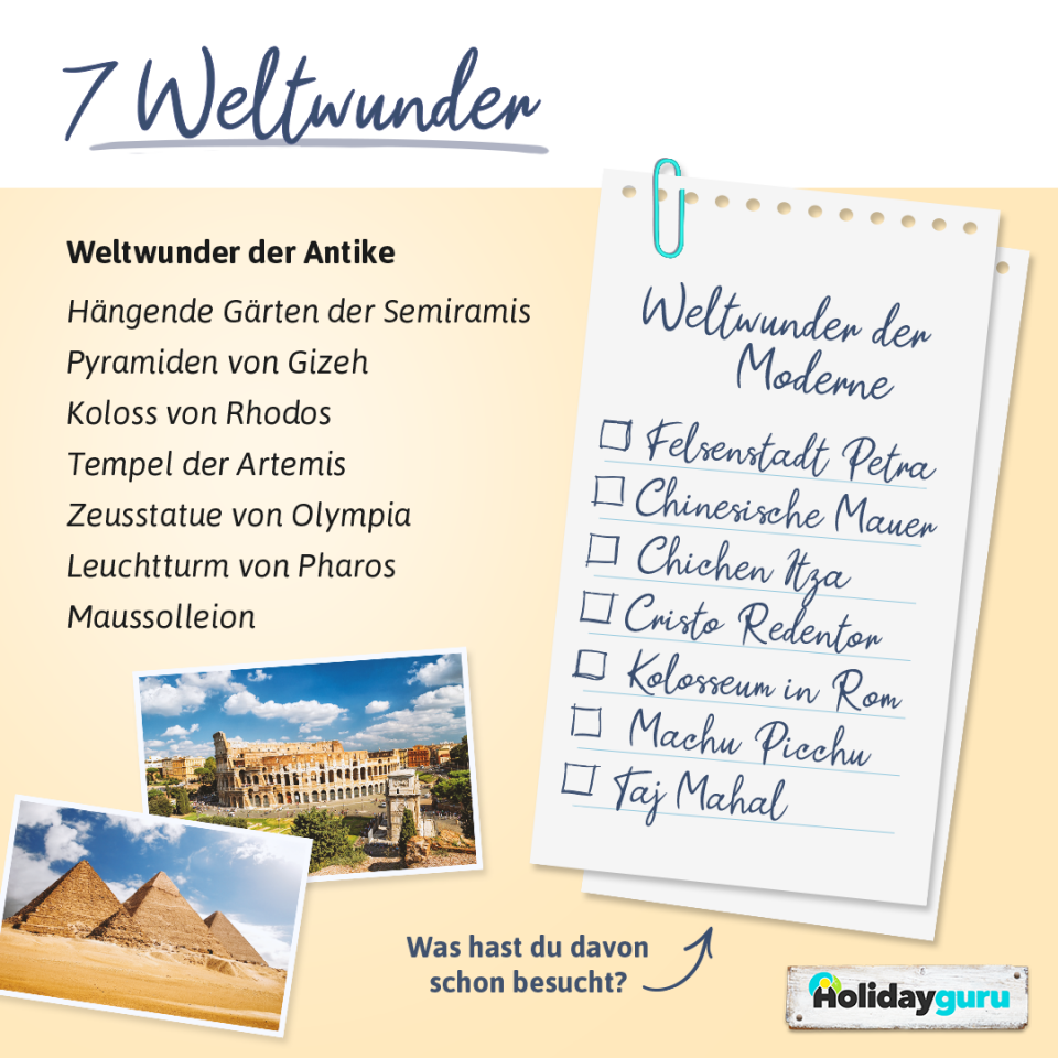 Weltwunder ᐅ 7 Neue und Alte auf einen Blick | Holidayguru